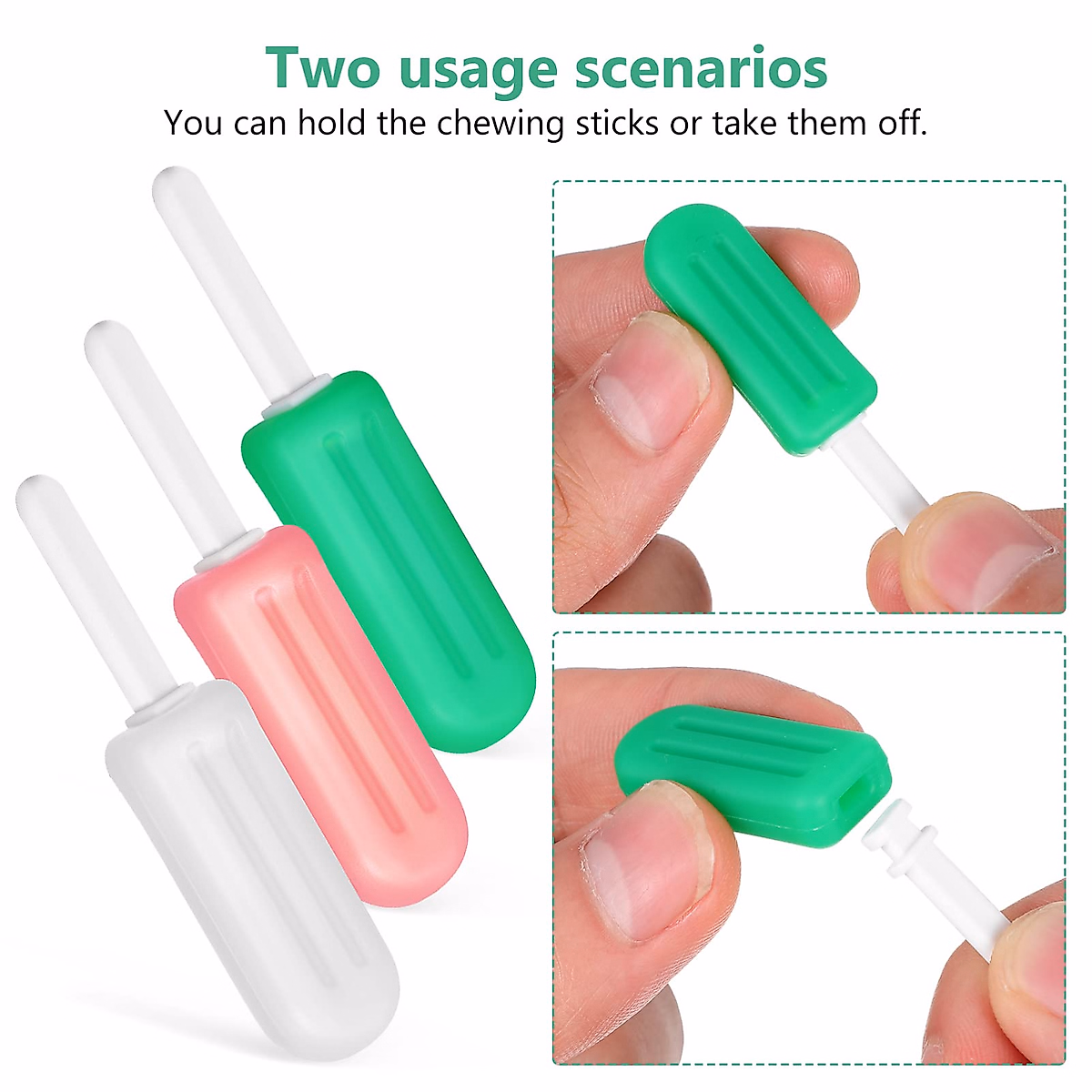 Healifty Chewies for Aligners 6 Pcs - Popsicle-shaped Silicone Chewies with Grip Handles, Aligner Chompers Mouth Care Tool (Original, Strawberry, Mint)