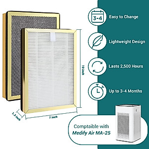 Filtmonster Upgraded MA-25 H13 True HEPA Replacement Filter for MA-25 Air Purifier，3-in-1 True HEPA, Activated Carbon and Pre-Filter（2 Set）