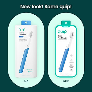 Quip Sonic Toothbrush for Adults - Timed Electric Toothbrush with Cover - Replaceable Brush Head, Soft Bristles, Plastic Handle, 3 Month Battery Life - Travel Toothbrush - Blue