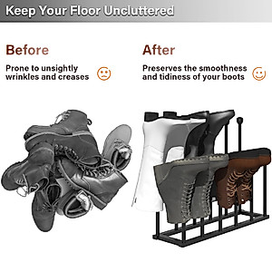 Tigerden 22.5 Inches Free Standing Shoe Racks, Tall Black Metal Boot Rack Organizer for 6 Pairs, Knee-High Boot Storage Shelf for Closet, Bedroom, Entryway, Hallway, Black