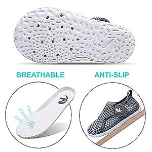 Toddler Water Shoes Toddler Swim Shoes Quick Dry Slip On Sneakers for Beach Pool Mesh Grey 12-18 Months Infant