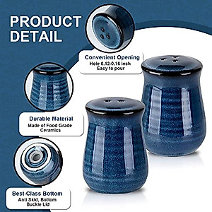 Hasense Ceramic Mixing Bowls Set, 20+40+65+84 Oz - 4PCS and Porcelain Salt and Pepper Shakers - 2PCS, Navy Blue