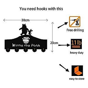 YSdesign Winnie The Pooh Key Hooks-Disney Wall Hooks Heavy Duty 22LB(Max),Wall Décor,Wood Coat Hooks, Key Holder,Key Hanger for Wall、Entryway and Kitchen