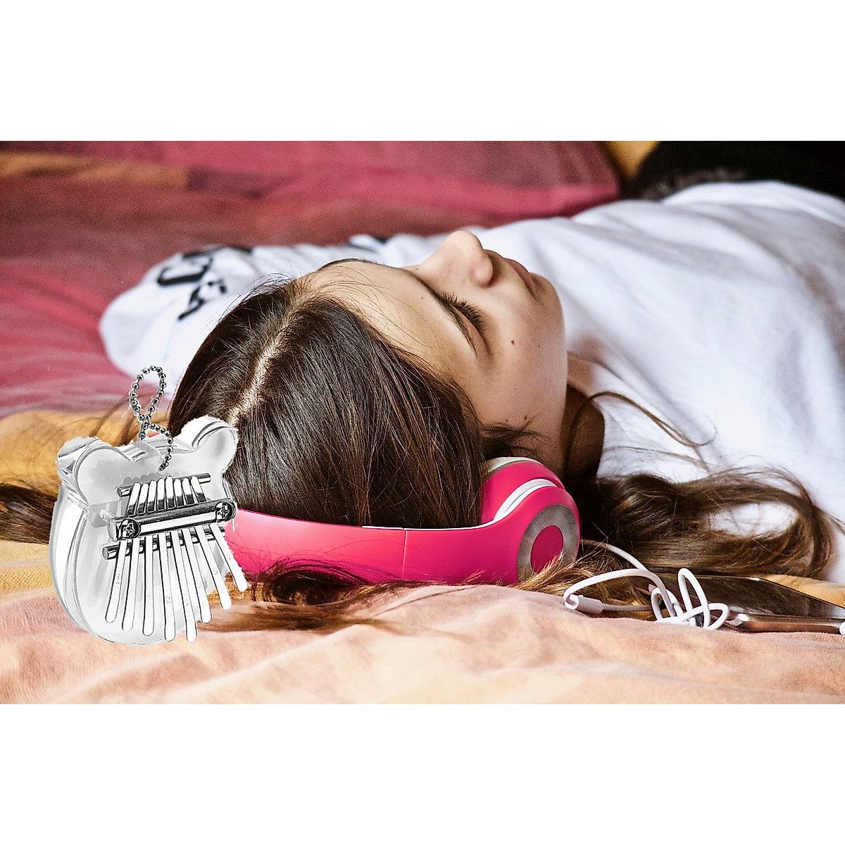 SonicoTech Mini Kalimba Mini Thumb Piano 8 Keys Finger Piano Marimbas Hand Piano Cute Kalimba with Lanyard Keychain Special Lovely Gifts (Crystal bear) Visit Store for Bundle Sales