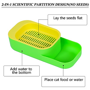 Sozize 2Pcs Hydroponic Cat Grass Planter Wheat Cat Grass Kit Soil Free Seed Sprouting Tray for Cat Grass Indoor Cats (no Seeds Included)