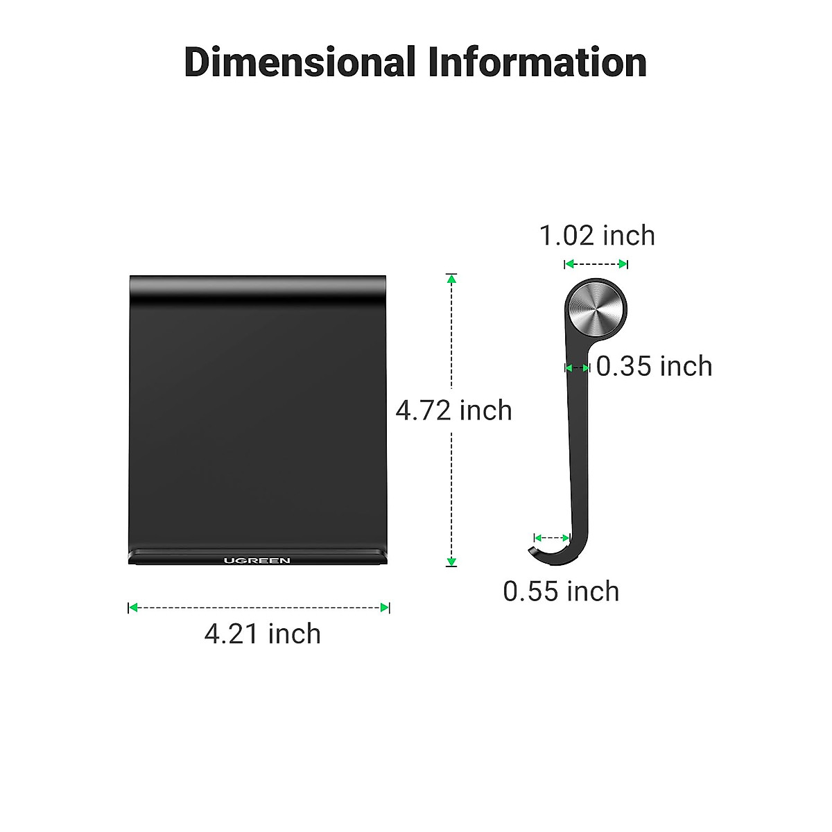 UGREEN Tablet Stand Holder Adjustable Portable Desktop Dock Office Compatible for iPad Pro 11 9.7 10.5 Air Mini 5 4 3 2 iPhone 16 15 14 13 12 Black