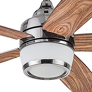 Prominence Home Tennyson, 48 Inch Modern Indoor LED Ceiling Fan with Light, Remote Control, Three Mounting Options, Dual Finish Blades, Reversible Motor - 51472-01 (Gun Metal)