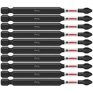 BOSCH ITPH235B 10-Pack 3-1/2 In. Phillips #2 Impact Tough Screwdriving Power Bits