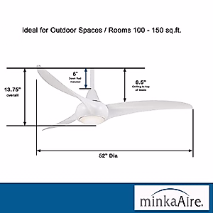 Minka-Aire F844-WH, Light Wave, 52" Ceiling Fan, White