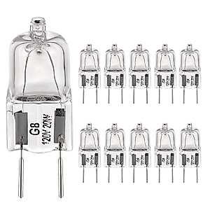 G8 Light Bulbs 20Watt 120Volt Halogen Light Bulb G8 Base Bi-Pin Shorter 1-3/8" (1.38") Length 20W T4 JCD Warm White Under Cabinet Puck Lighting Replacements,10Pack