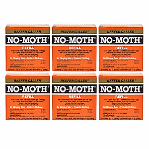 Reefer-Galler NO Moth Closet Hanger Refills - Kills Clothes Moths, Carpet Beetles, Eggs & Larvae (2 Moth Cakes, Pack of 6)