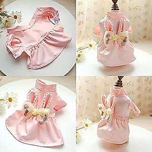 Toysructin Pet Dress for Dogs Cats Girl, Rabbit Dog Princess Dresses Cute Sweet Pets Clothes with Bunny Ears and Bow, Breathable Dog Cat Skirt Soft Puppy Skirts Apparel for Small Medium Large Pets
