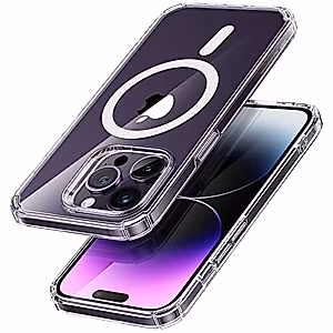 ESR Krystec Clear Case with HaloLock Compatible with iPhone 14 Pro Max Case, Compatible with MagSafe, Ultra-Yellowing Resistant, Shockproof Military-Grade Protection, Polycarbonate Buttons, Clear