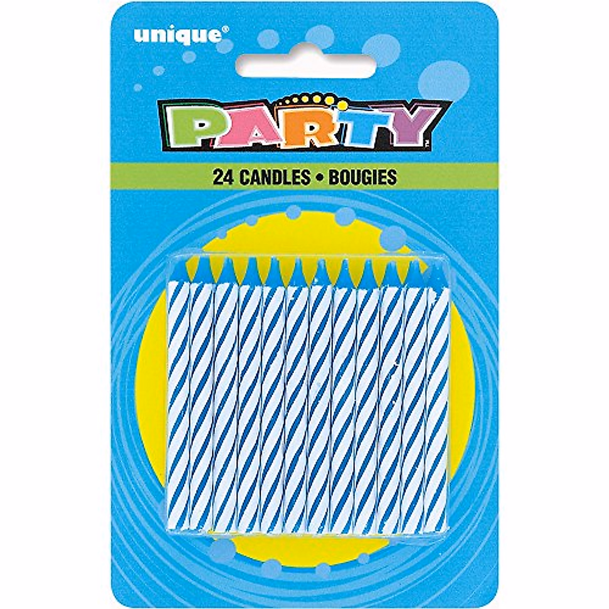 Unique Stripes Party Candles, 2.5", Blue