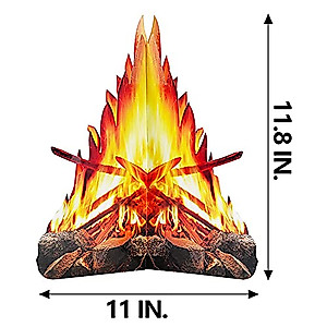 MYUBWTF 2 Sets Fire Fake Flame Paper, 12 Inch 3D Tall Artificial Fire Fake Flame Paper, Flame Cardboard Decoration Used for Table Center, Camping, Beach, Campfire Party (Simulation)