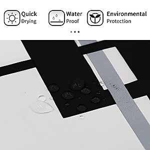 Gibelle Geometric Fabric Shower Curtain Set, Abstract Mid Century Modern Minimalist Waterproof Shower Curtain for Bathroom Decor, 72 x 72, Black and White Black Grey