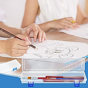 Fireboomoon 3 Pack Translucent Plastic Paint Brush Holder, Long Paint Brushes Watercolor Pens Pencils Drawing Tools Storage Box Container Case(13" x 2.8" x 1.4")