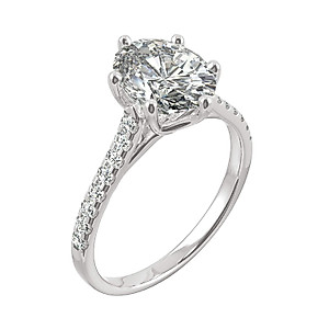14K White Gold Moissanite by Charles & Colvard 10x8mm Oval Engagement Ring-size 8.5 3.24cttw DEW