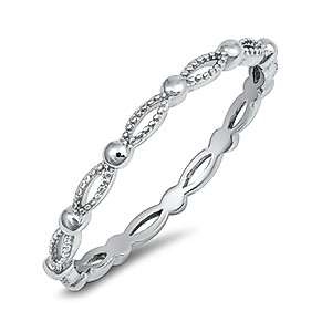 Thin Infinity Marquise Eternity Stacking Wedding Sterling Silver Ring Size 11