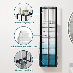 Susswiff Towel Racks for Bathroom, Towel Storage Wall Mounted, Rolled or Folded Towel Holder with 3 Bars, Sturdy and Large Capacity, Matte Black, Suitable for Bathe Towels and Hand Towels