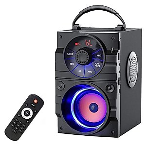 E I F E R Portable Bluetooth Party Speaker with Subwoofer, Heavy Bass, Wireless, FM Radio, Remote Control, LCD Display - for Outdoor/Indoor, Home, Phone, PC