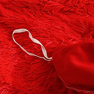 Red Fluffy Comforter Cover Shaggy Plush Set,Ultra Soft Faux Fur Duvet Cover Bedding Sets Queen 3 Pieces with Pillow Cases, red Fuzzy Bed Set Zipper Closure (Red, Queen)