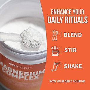 GoBiotix Magnesium Glycinate Powder - Magnesium Complex Supplement with Citrate, Malate, and Glutamine Chelate - Sugar Free, Non GMO - 420 mg per Serving - 60 Servings per Tub - Peach Tea