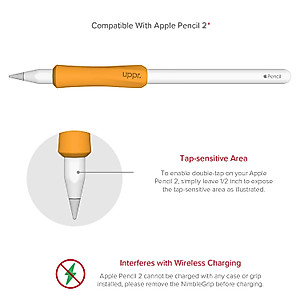 UPPERCASE Designs NimbleGrip Premium Silicone Ergonomic Comfort Grip Holder, Dual Sided, Compatible with Apple Pencil Pro, USB-C, 2nd & 1st Gen