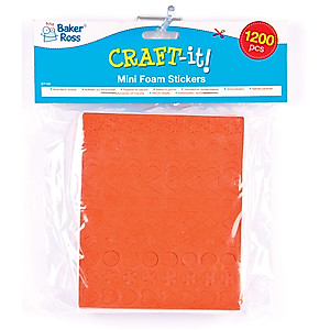 Baker Ross Mini Foam Shapes Stickers Value Pack, for Arts and Crafts Projects(Pack of 1200), Assorted, 1200 Pack