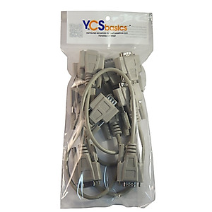 Five Pack of YCS Basics 1 Foot DB9 9 Pin Serial / RS232 Male/Female Extension Cables