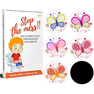 Potty Training Seat Magic Sticker Butterfly toddler Potty Training Toilet Color Changing Sticker 5 Pack Toilet targets with FREE potty e book | Use with/Without Potty chart or potty training watches