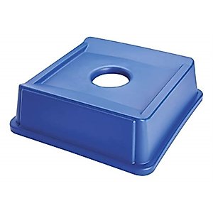 Rubbermaid Commercial Products Untouchable Square Bottle/Can Recycling Lid for 35G & 50G Containers, Blue Recycling
