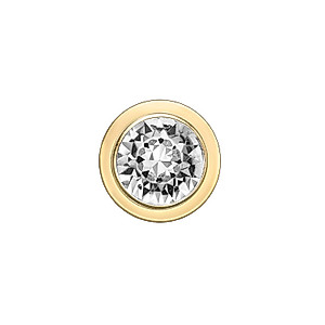 Lavari Jewelers 16 Gauge Micro Labret Stud for Men or Women - 14k Yellow Gold with Cubic Zirconia - 16G Internally Threaded Bezel - 3 mm Unisex Hypoallergenic Body Piercing Jewelry