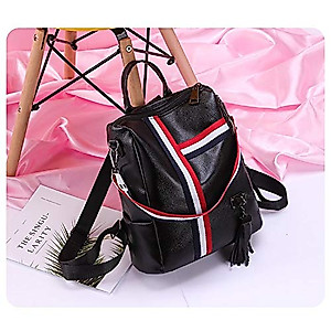 Heitiliamu Backpack handbag for woman large capacity leather shoulder bag cute girl mini backpack (black B)