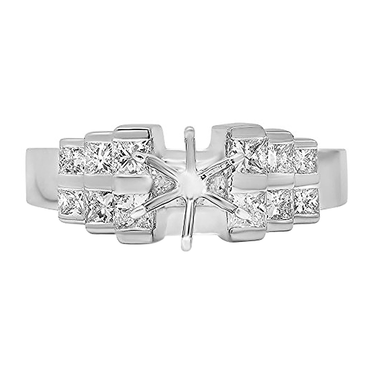 Dazzlingrock Collection Princess White Diamond Semi Mount Engagement Ring for Women (0.80 ctw, Color I-J, Clarity I1-I2) in 14K White Gold Size 7