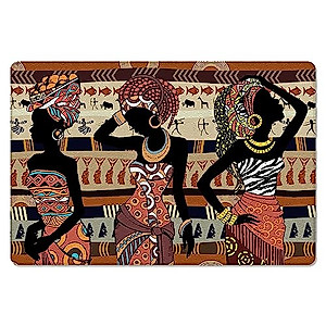 Historical African Women Antifatigue Kitchen Bath Door Mat Cushioned Runner Rug,Washable Welcome Floor Sink Mat,Waterproof Comfort Standing Doormat,American Indian Southwest Traditional 18"x30"