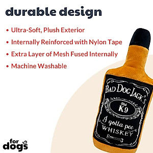 Huxley & Kent H&K for Dogs Power Plush | Bad Dog Jack's Whiskey (Small) | Funny Dog Toy | Dog Toy with Squeaker | Dog Gift | Fun, Durable, and Safe | Squeaky Dog Toy