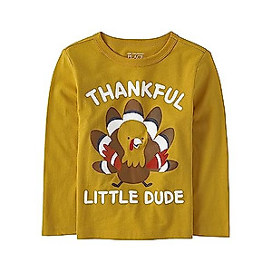 The Children's Place Unisex-Baby and Toddler Long Sleeve Fall Thanksgiving Graphic T-Shirt Thankful Dude 4T
