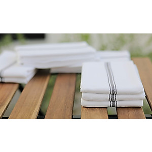 AMOUR INFINI Cotton Herringbone Weave White Dish Towels Set of 12 Highly Absorbent, Super Soft Easter Kitchen Towels with Hanging Loops Extra Large Quick Dry Tea Towels (28x16 Inch - Charcoal)