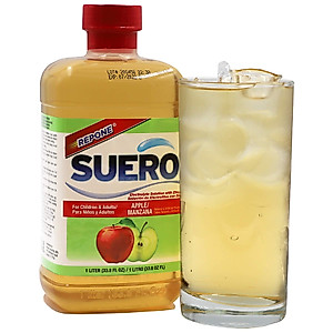 REPONE SUERO Electrolyte Solution with Zinc, Rehydrates, Restores Minerals and Nutrients, Apple Flavor, 2-Pack of 33.8 Fl Oz 2 Bottles