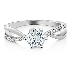 Gem Stone King 925 Sterling Silver Gemstone Birthstone Infinity Ring | Round 6MM | Wedding Engagement Anniversary Promise Ring For Women | Available In Size 5, 6, 7, 8, 9