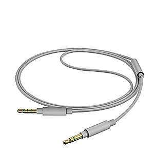 GEEKRIA QuickFit Audio Cable with Mic Compatible with B&O H95, HX, Portal, H9 3rd Gen, H9i, H8i Cable, 3.5mm Aux Replacement Stereo Cord with Inline Microphone and Volume Control (4 ft/1.2 m)