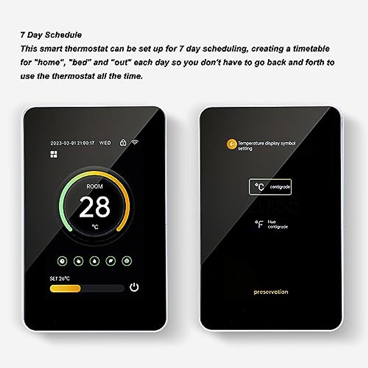 Smart WiFi Thermostat with App Control, IP20 Protection Transparent Screen 100-250VAC 1℃ Home Smart WiFi Thermostat with Screws for Water Heating (16A)