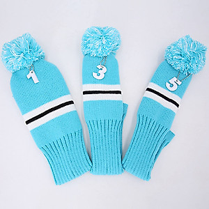 SM SunniMix 3 Pieces Knitted Golf Headcover Driver Cover Anti-Slip Golf Club Wood Head Covers for Driver Wood, Fairway Wood and Hybrid(UT) Protect Sleeves