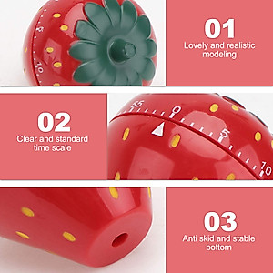 Cabilock Rotating Alarm Timer Cooking Timer Mechanical 1pc Strawberry Timer Boiled Eggs Clock Plastic Outside to Rotate Digital Clocks Egg Decorating