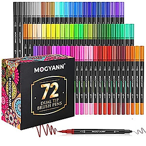MOGYANN Markers for Adult Coloring - 72 Color Dual Tip Brush Pens Coloring Markers Set