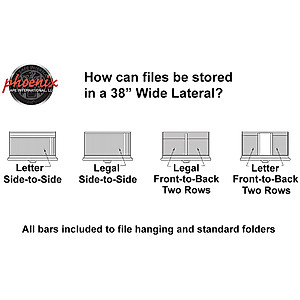 PHOENIX SAFE Lateral 38 inch 4-Drawer Fireproof File Cabinet with Key Lock, Water Seal, Black, LAT4W38B