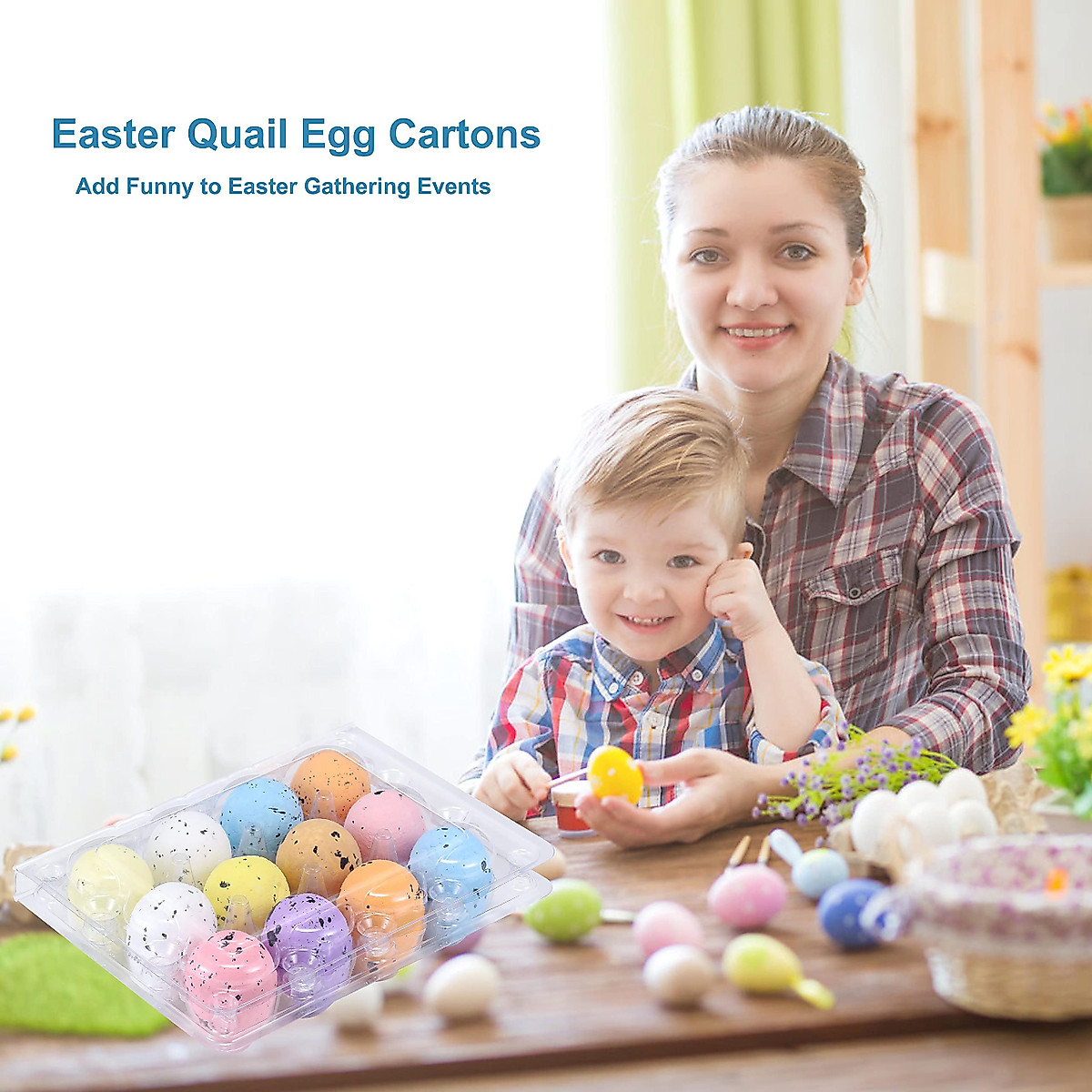 LayHyand 60 Pcs Quail Egg Cartons, Square Dozen Egg Boxes, Classical 3x4 Style Holds Up to Twelve 12 Count Small Quail Eggs Basket, Pigeon Eggs, Bulk Carton Quail Egg Tray Container for Refrigerator