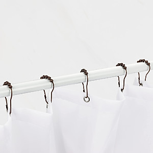 Ansxiy Shower Curtain Hooks Rings, Rustproof Metal Shower Curtain Rings for Bathroom Shower Rods Curtains - Set of 12, Bronze