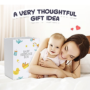 Baby Keepsake Box - Elegant Baby Box with Drawers, Paper File Storage, Cute Stickers, and Additional Compartments, Memory Box for Keepsakes